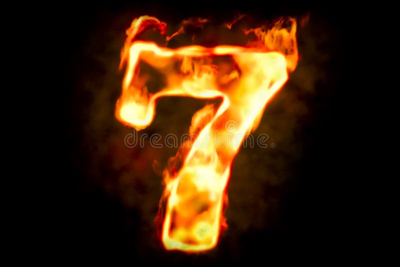 Fire Number 7 of Burning Flame Light, 3D Stock Illustration ...