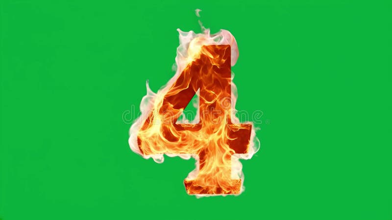 Fire Number 4 on Green Screen Background Stock Video - Video of ...