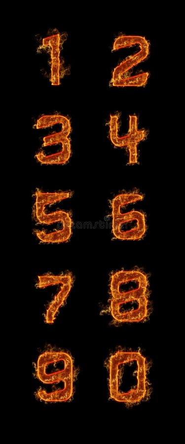 Fire Numbers 0-9 stock illustration. Illustration of abstract - 20315643