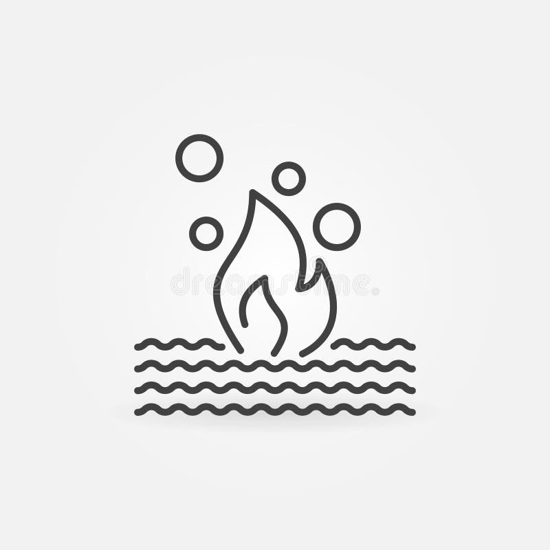 Fire in Ocean Outline Vector Concept Icon or Sign Stock Vector ...