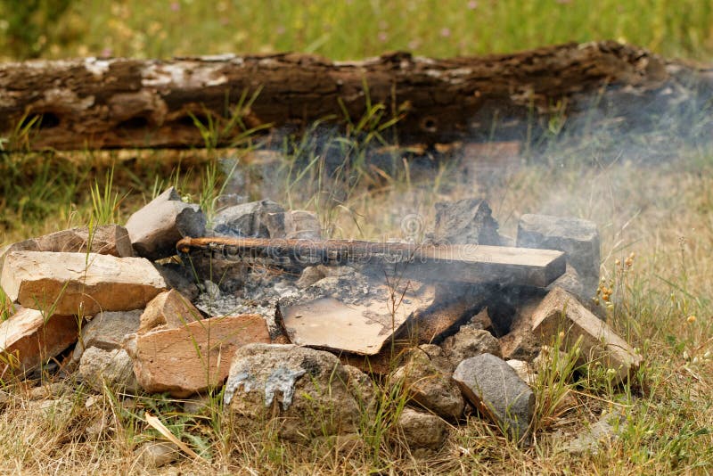 Fire in the open air stock photo. Image of park, green - 41954730