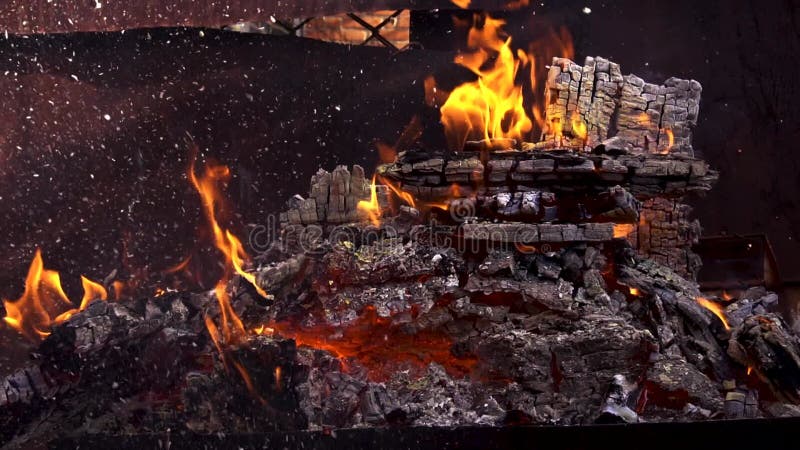 Fire in the open air smoke stock footage. Video of dark - 345852176