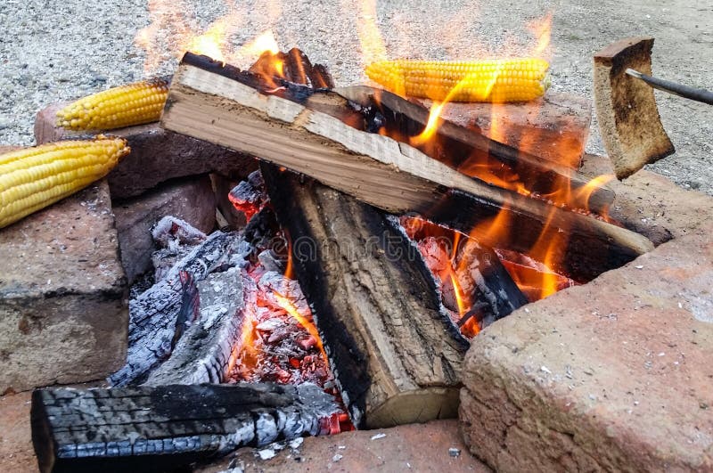 Fire outdoor stock photo. Image of fire, wood, corn, outdoor - 44527436