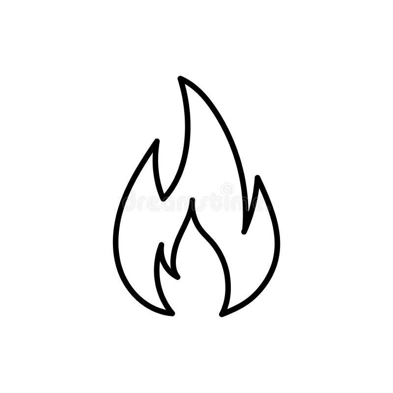 Fire Outline Thin Symbol, Dark on White Background, Logo Editable ...