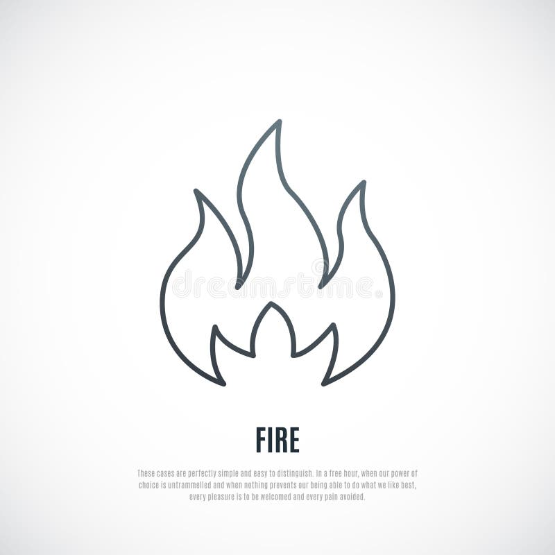 Fire Outline Thin Symbol, Dark on White Background, Logo Editable ...