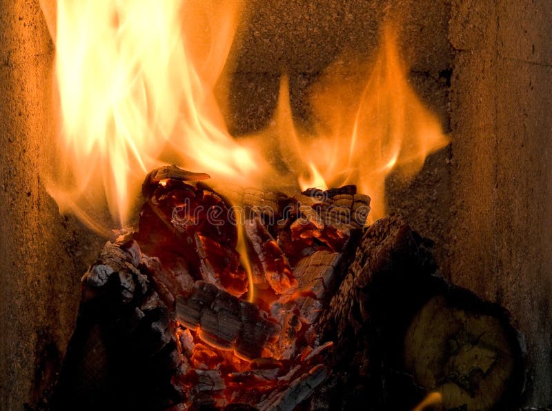 Fire in the oven stock image. Image of chunks, flames - 4936263