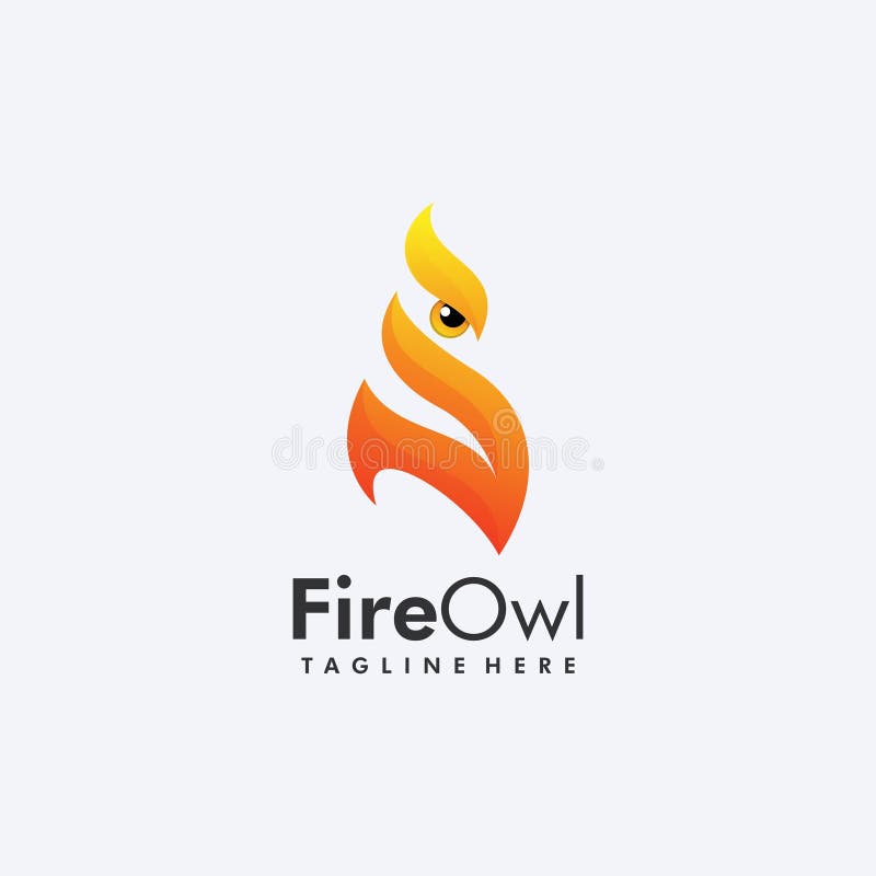 Abstract Owl Logo and Fire Design Combination Stock Vector ...