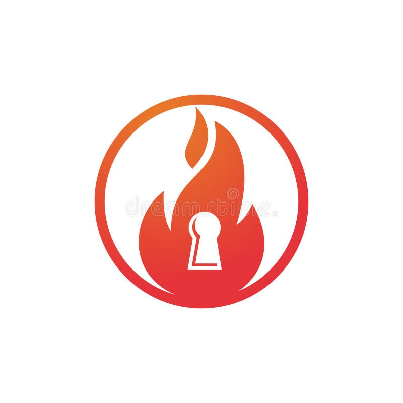 Fire Padlock Key Logo Design Template. Fire Flame Key Logo Icon. Stock ...