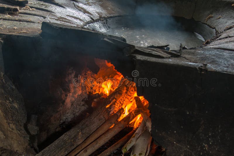 Fire Pans, Boiled Hot Water Stock Photo - Image of fireplace, flame ...