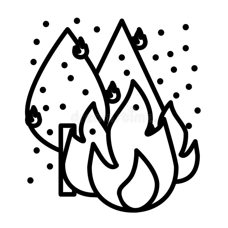 Fire Particle Pollution Flat Outline Stock Vector - Illustration of ...