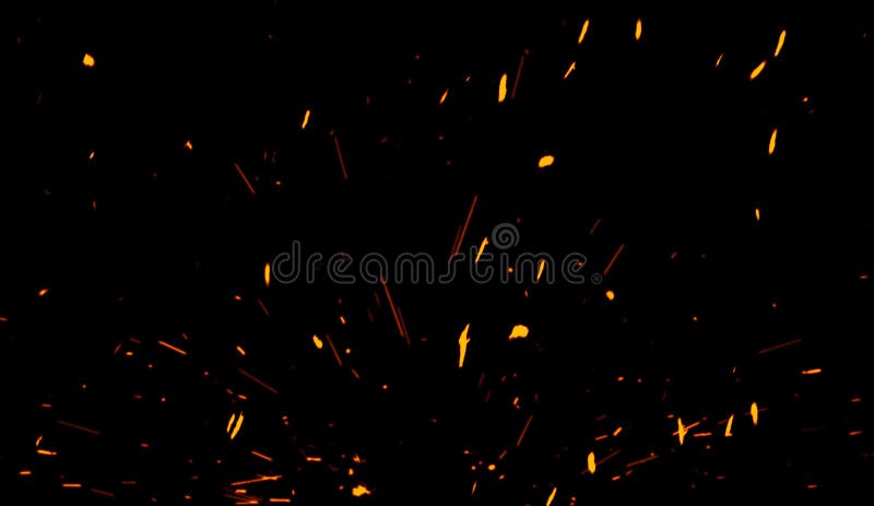 Fire Particles Effect Dust Debris Isolated on Black Background, Motion ...