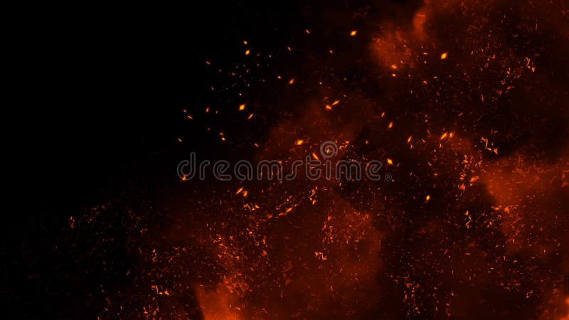Fire Particles Effect Dust Debris Isolated on Black Background, Motion ...