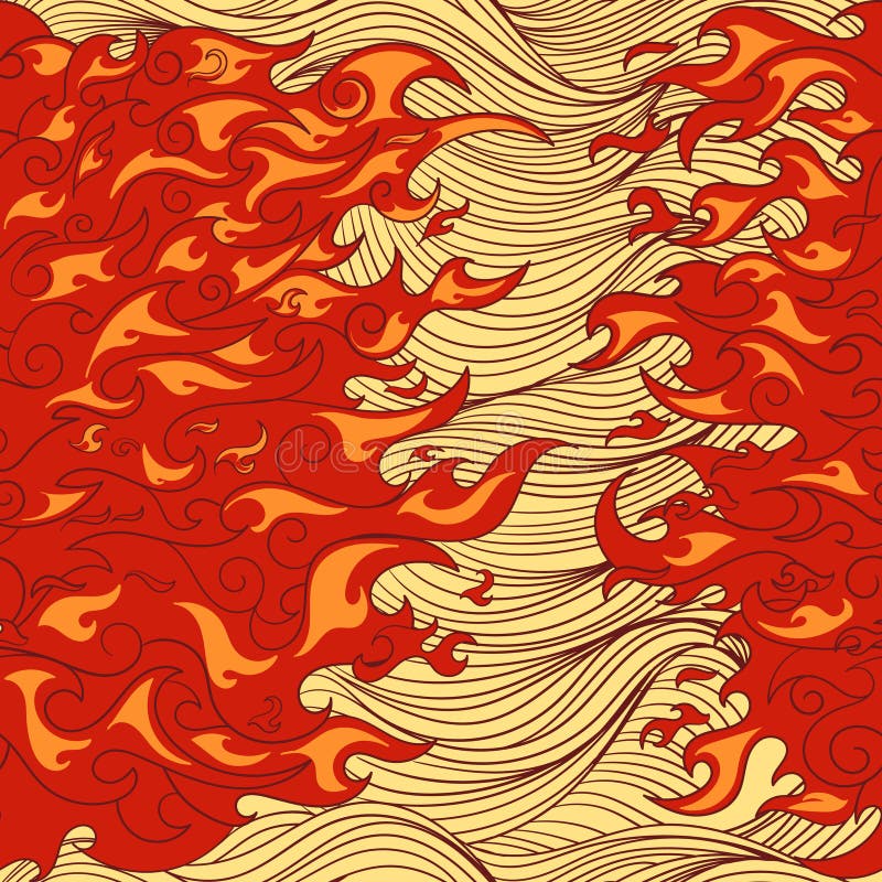 Fire Pattern Vector with Seamless Abstrack Lines Stock Vector ...