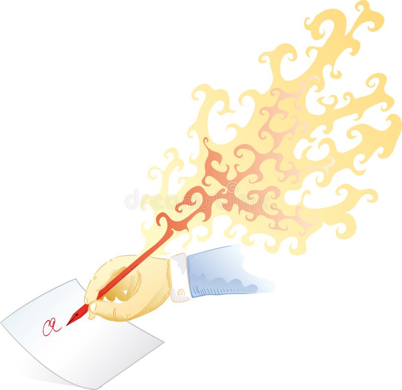 Fire pen stock vector. Illustration of fire, hand, author - 4526809