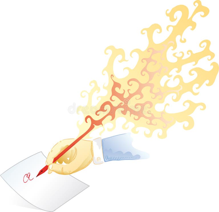Fire pen stock vector. Illustration of fire, hand, author - 4526809