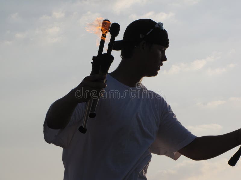 Fire Performer in Key West Florida in the Evening at Mallory Square ...