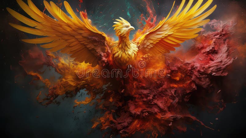 Fire phoenix ashes stock illustration. Illustration of bird - 306027880