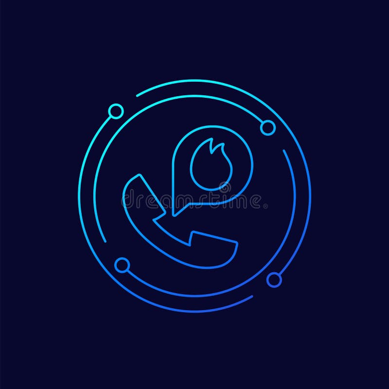 Fire Phone, Emergency Call Icon, Linear Design Stock Vector ...