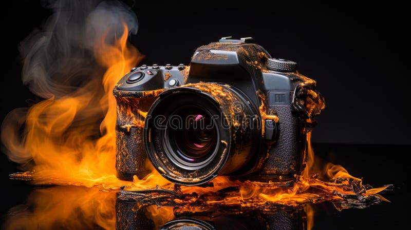Fire in a Photo Laboratory, a Burned Camera Stock Illustration ...