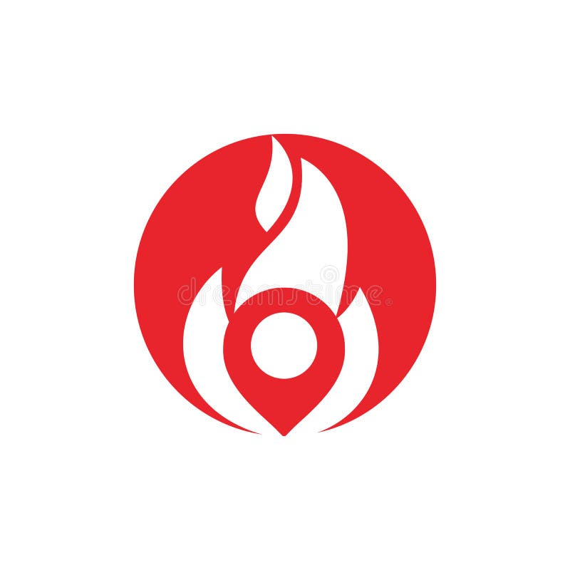 Fire Pin Point Vector Logo Design Template. Stock Vector - Illustration ...