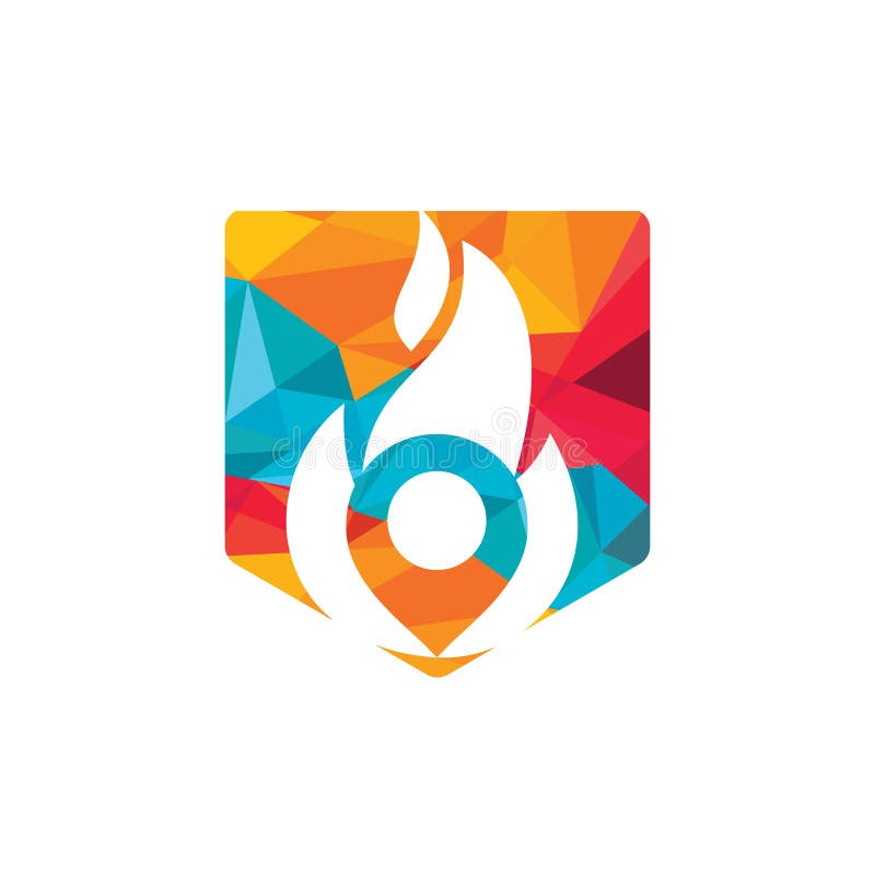 Fire Pin Point Vector Logo Design Template. Stock Vector - Illustration ...
