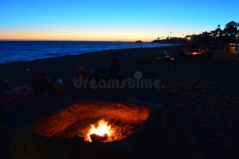 A Fire Pit on the Beach at Sunset Editorial Stock Photo - Image of fire ...