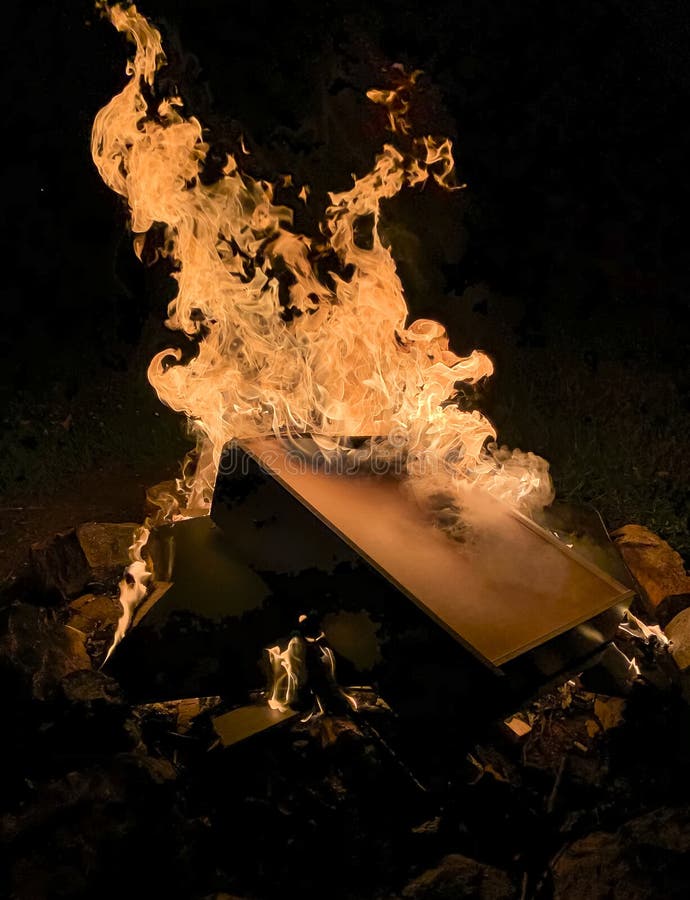 Fire Pit with a Dresser on Fire with Detail of Flames and Fire Texture ...