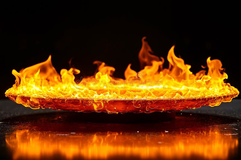 A Fire Pit with Flames on a Black Background Stock Illustration ...