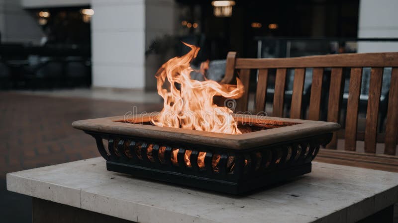 Fire Pit with Flames Burning Stock Illustration - Illustration of ...