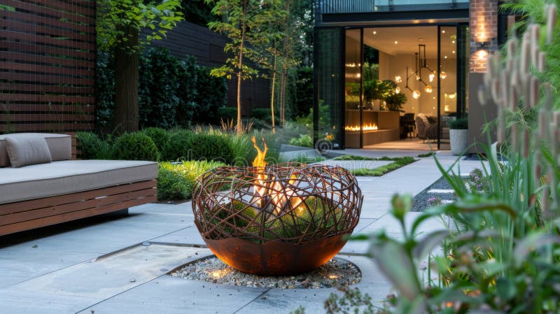 Fire Pit in the Garden stock photo. Image of burning - 312493378