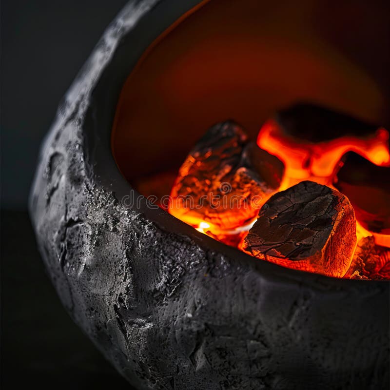 A Fire Pit with Glowing Coals Inside Stock Photo - Image of black, rice ...