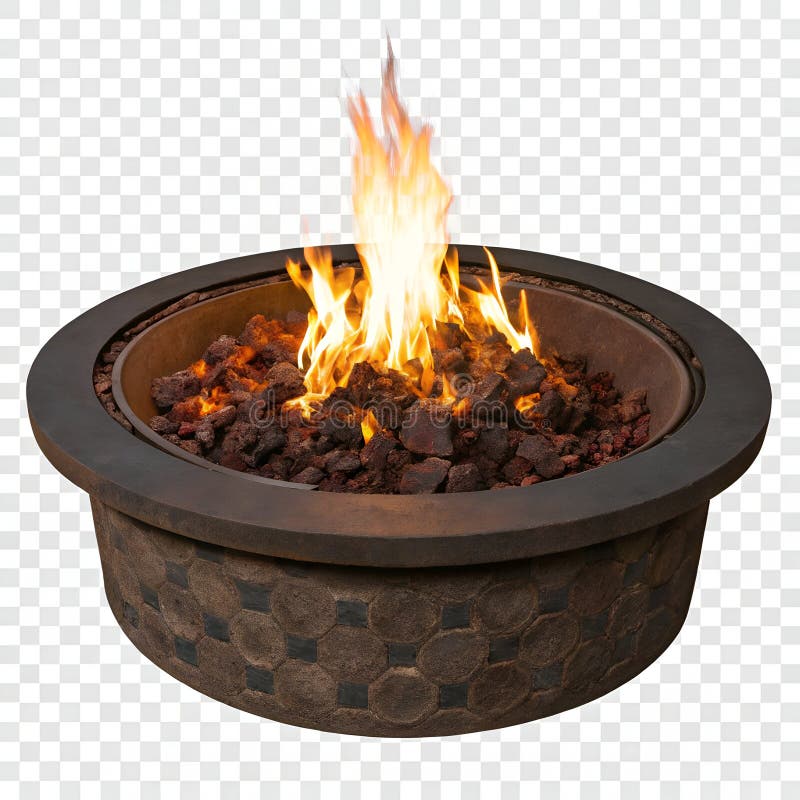 Fire Pit with Glowing Flames Isolated on Transparent Background Stock ...