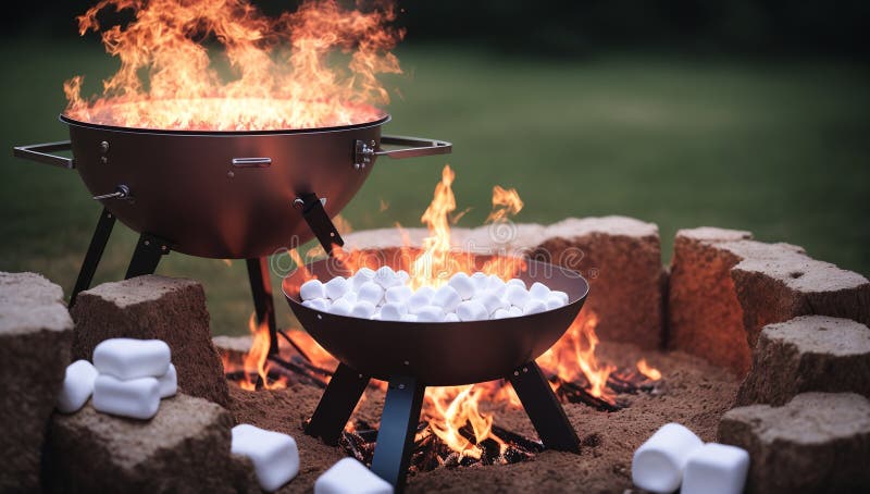 A Fire Pit with Marshbeans on it Stock Illustration - Illustration of ...