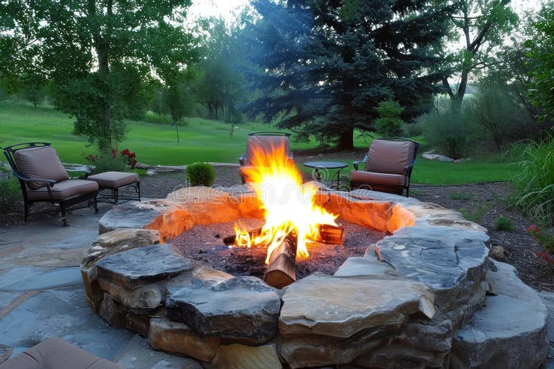 Fire Pit Outdoor. Generate Ai Stock Photo - Image of dusk, wood: 311223040