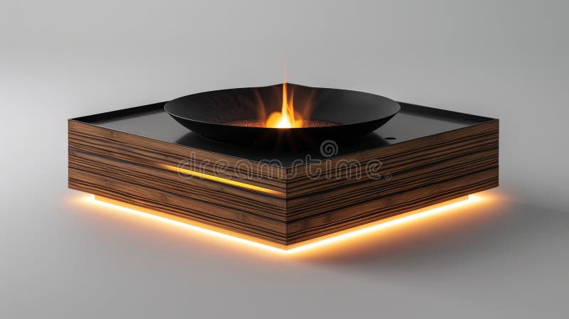 A Fire Pit Set within a Sleek Table Crafted from Black Bamboo Sheets ...
