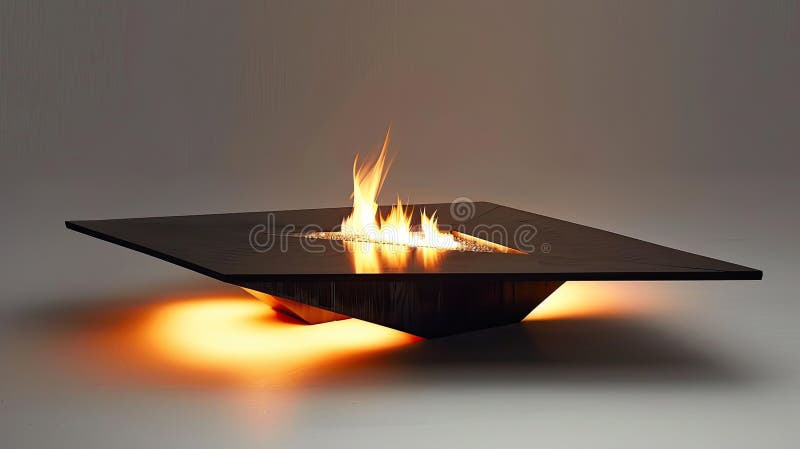 A Fire Pit Set within a Sleek Table Crafted from Black Bamboo Sheets ...