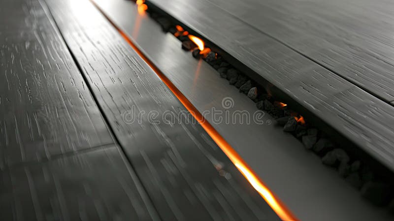 A Fire Pit Set within a Sleek Table Crafted from Black Bamboo Sheets ...