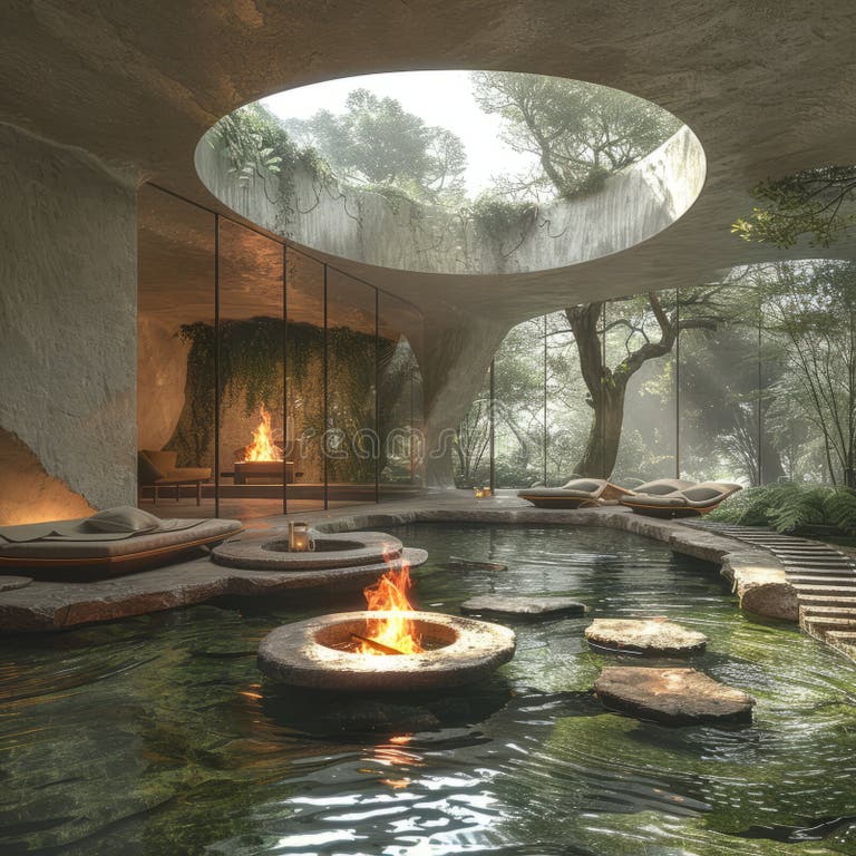 Fire Pit Sits Below Skylight in this Rendering of Luxury Resort ...