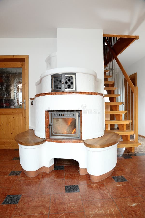 A Fire Place in Living Room Stock Image - Image of basket, burner ...