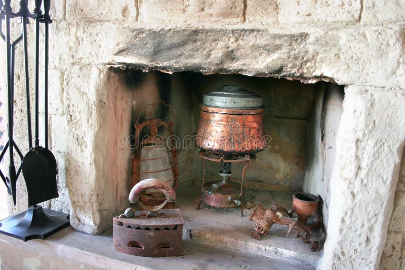 Old Irish Cottage Fireplace Stock Image - Image of cottage, pots: 12432585