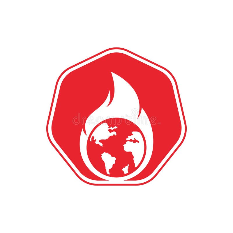 Fire Planet Vector Logo Design Template. Stock Vector - Illustration of ...