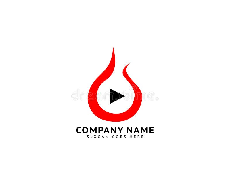Fire and Play Button Logo Design Template Stock Vector - Illustration ...