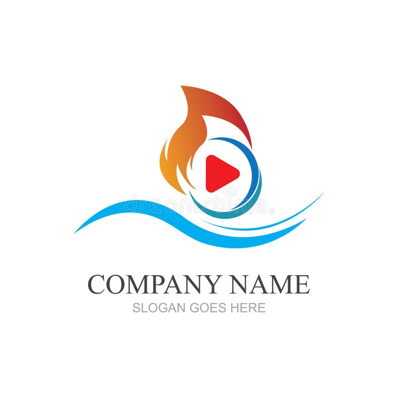 Fire and Play Button Logo Design Template Stock Vector - Illustration ...