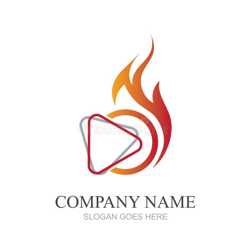 Fire and Play Button Logo Design Template Stock Vector - Illustration ...