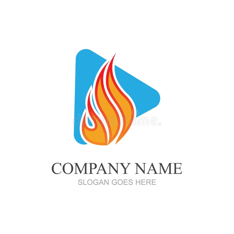 Fire and Play Button Logo Design Template Stock Vector - Illustration ...