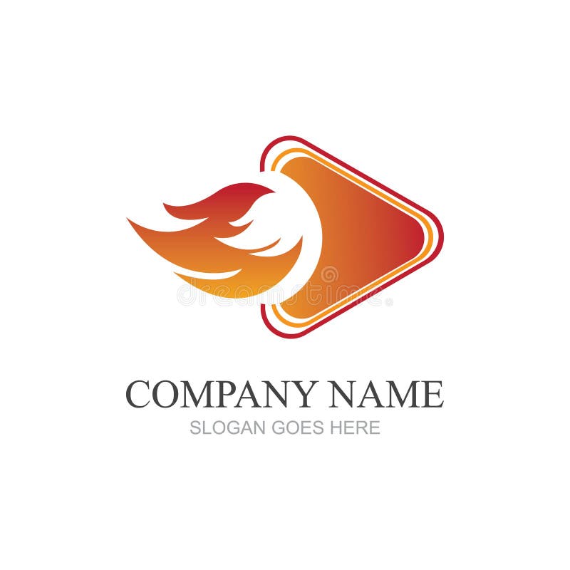 Fire and Play Button Logo Design Template Stock Vector - Illustration ...