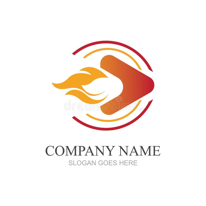 Fire and Play Button Logo Design Template Stock Vector - Illustration ...