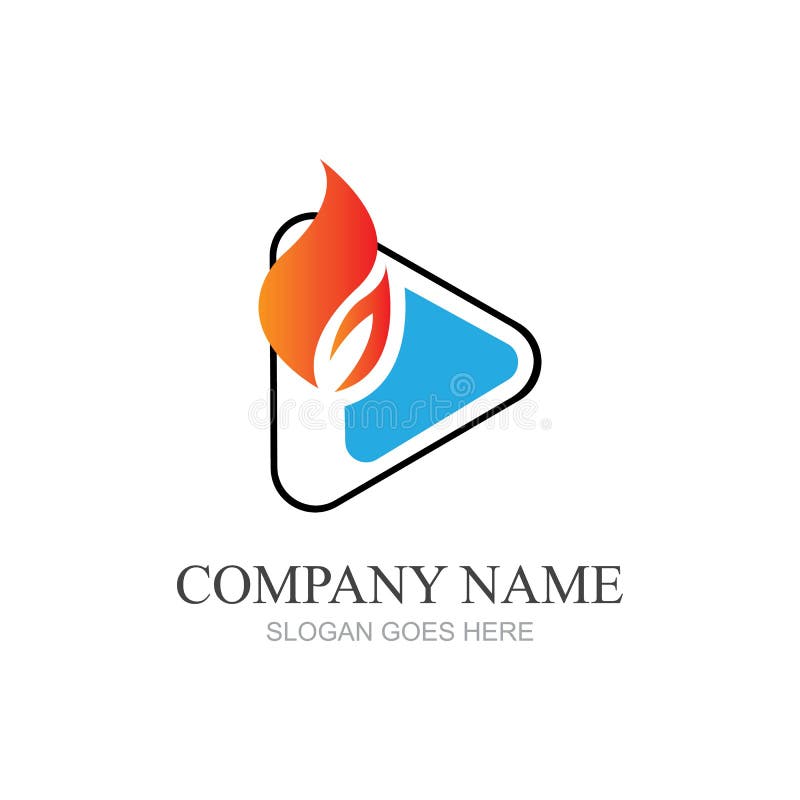 Fire and Play Button Logo Design Template Stock Vector - Illustration ...