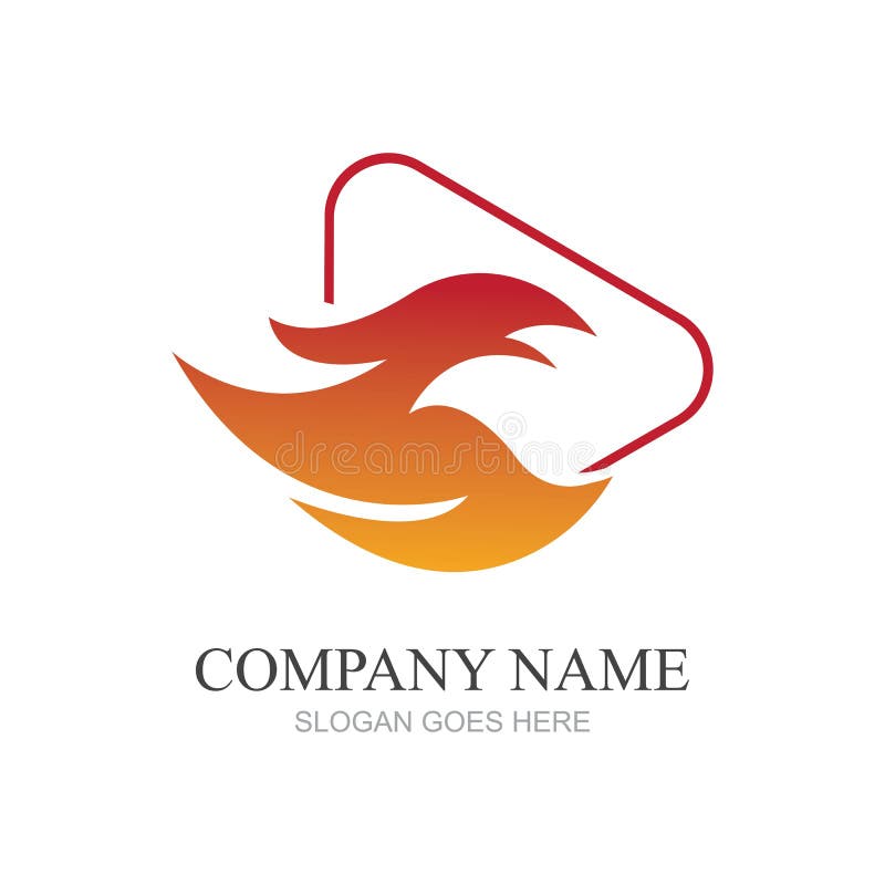Fire and Play Button Logo Design Template Stock Vector - Illustration ...