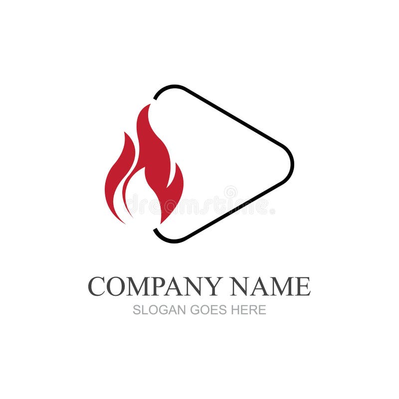 Fire and Play Button Logo Design Template Stock Vector - Illustration ...